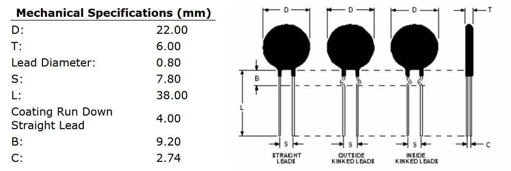Ametherm SL22 1R020 | Inrush Current Limiting Thermistors