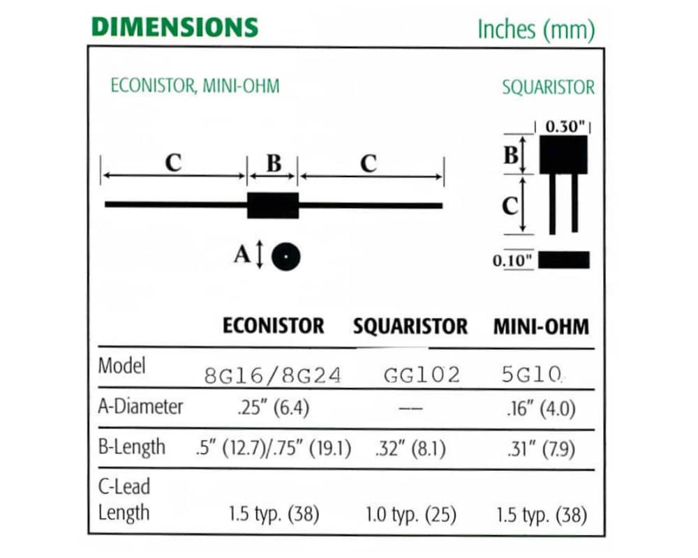General Resistance 5E10 Mini-Ohm Axial Wirewound Precision Resistor